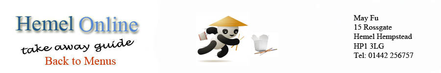 May Fu Chinese Menu Hemel Hempstead